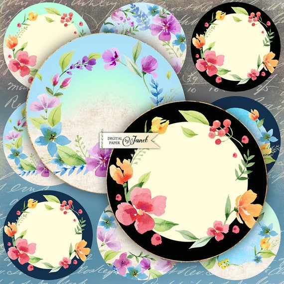Circles Flower Tag 2.5 Inch Circles Set of 12 Digital - Etsy
