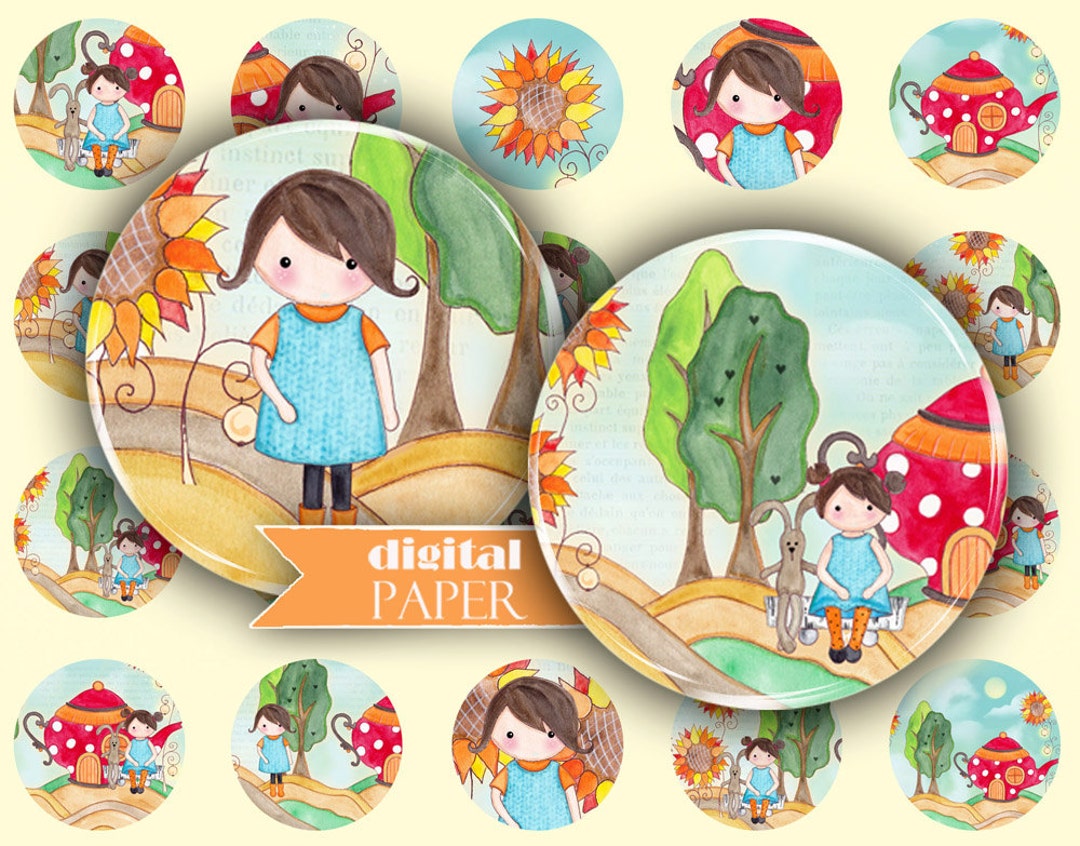 MATILDA and Sunflower - Circles Image - Digital Collage Sheet - 1 X 1 ...