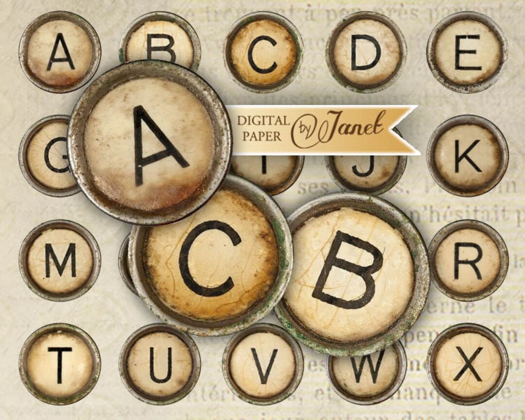 Vintage TYPEWRITER Key Alphabet Circles Image Digital - Etsy