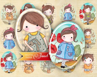 Matilda and Winter Oval Image 30 X 40 Mm Digital Collage | Etsy