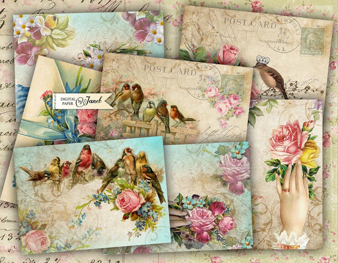 Greeting Cards Digital Collage Sheet Set of 8 Printable Download - Etsy