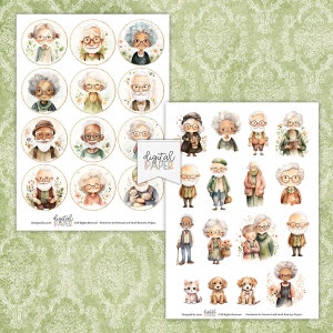 Grandparents Scrapbook Kit, Grandmother Grandfather Ephemera, Family ...