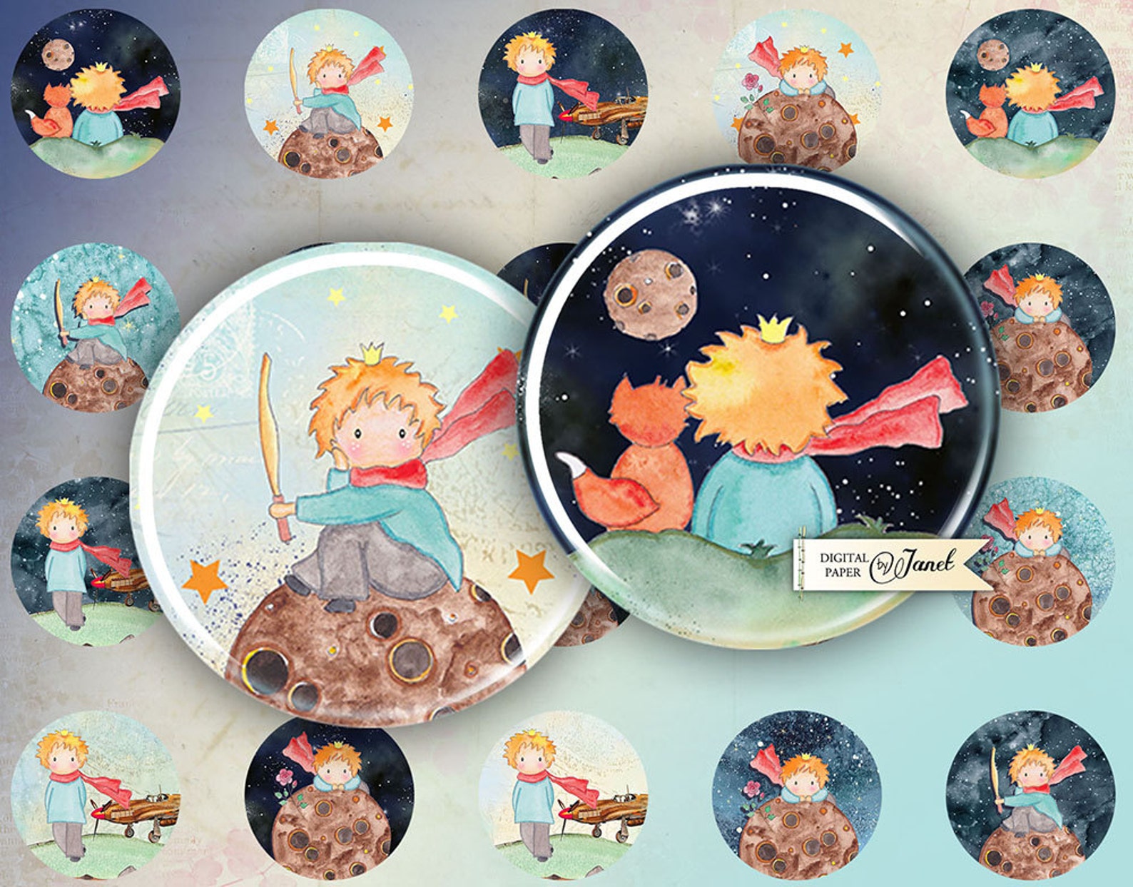 The Little Boy Circles Image Digital Collage Sheet 1 X 1 - Etsy