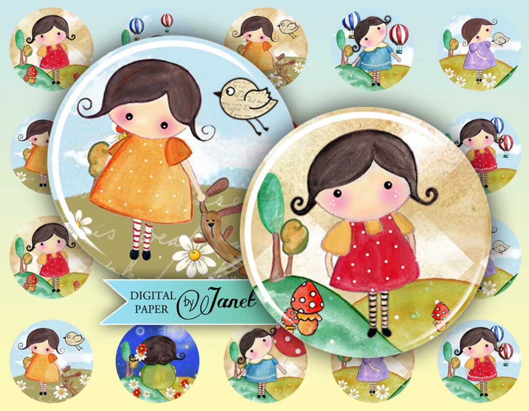 Matilda - Circles Image - Digital Collage Sheet - 1 X 1 Inch ...