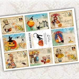 HALLOWEEN Post Card - Digital Collage Sheet - Set of 8 - Printable ...