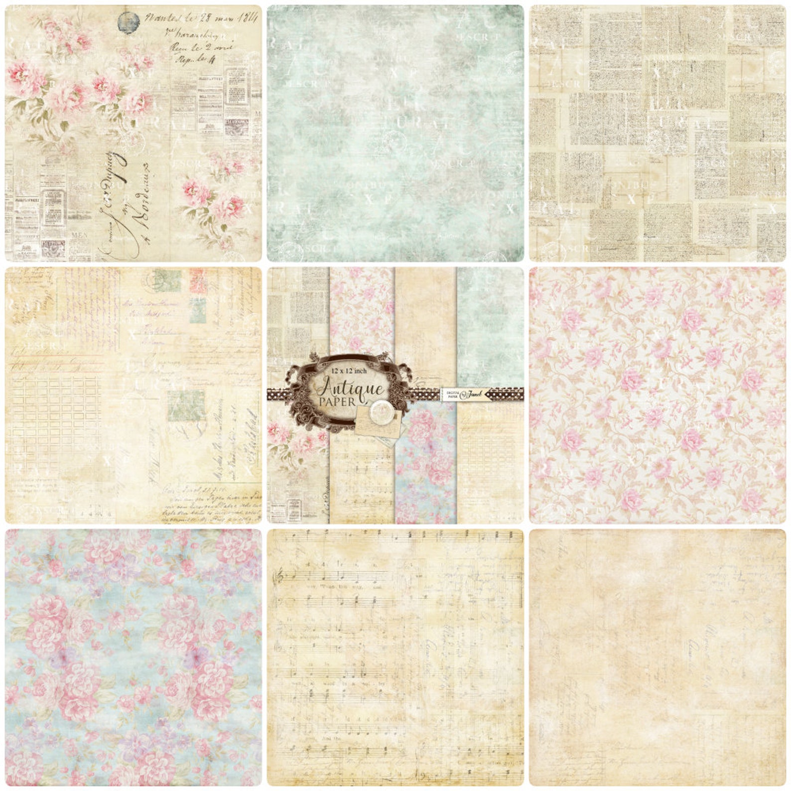 Antique Paper, Printable Scrapbooking Paper, 12 Inch, Background ...