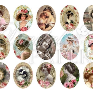 Vintage Portrait Collage Sheet: Oval Images (digital Download) - Etsy
