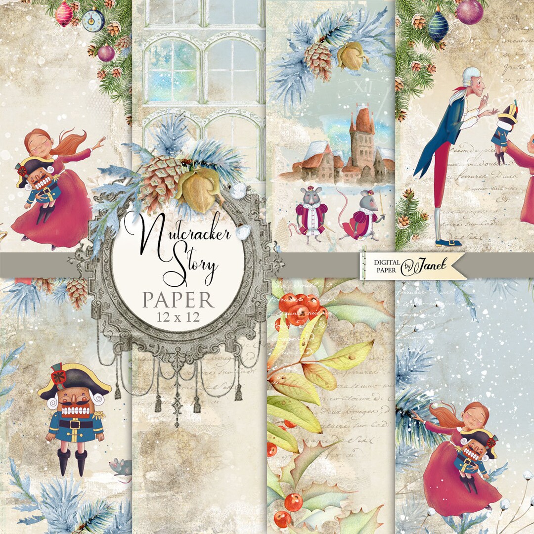 Nutcracker Story, Printable Scrapbooking Paper, 12 Inch, Paper Pack ...
