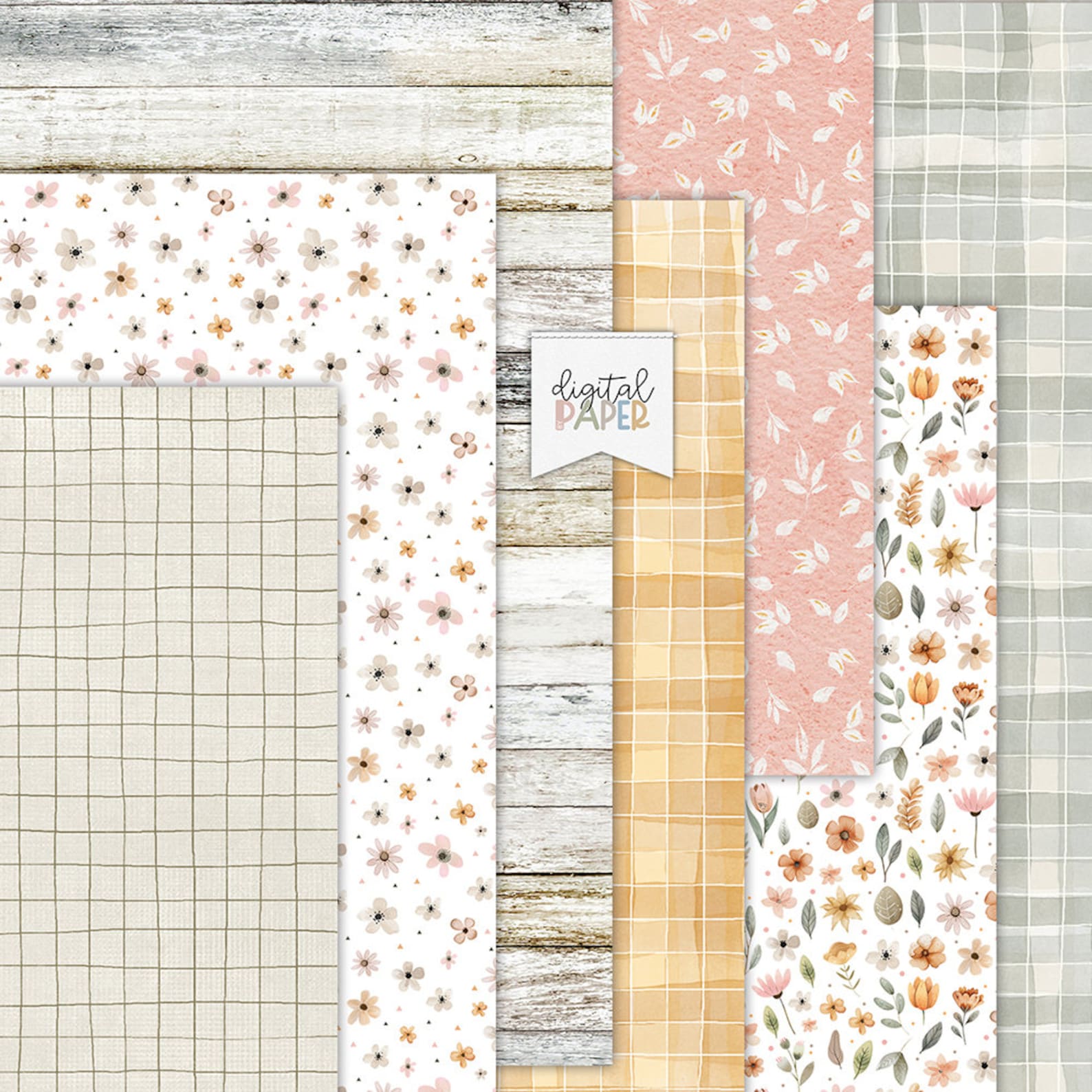 Baby Animals Spring Scrapbook Paper, Easter Junk Journal Kit, Cute ...