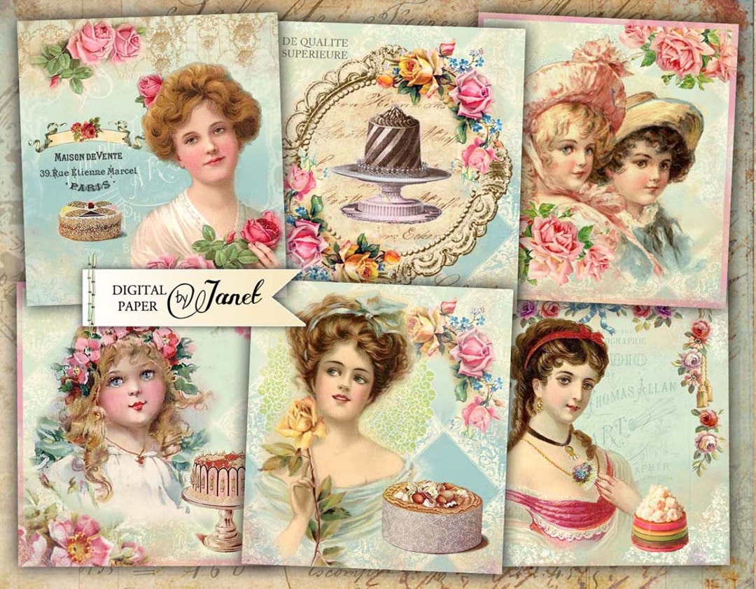 Sweet Stickers Set of 6 Digital Collage Sheet Printable - Etsy