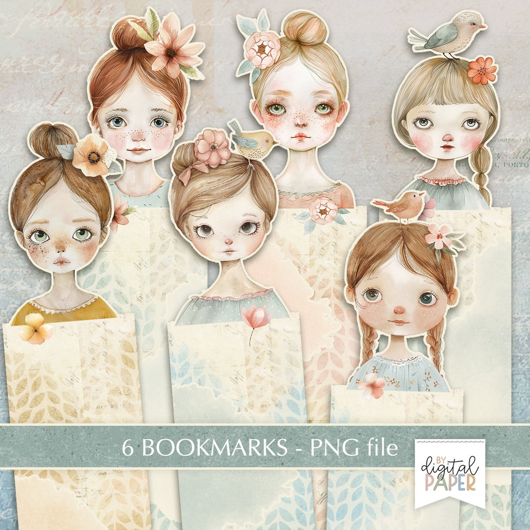 Flower Girl, Printable Bookmarks, PNG File, Plotter, Ephemera, Diy ...