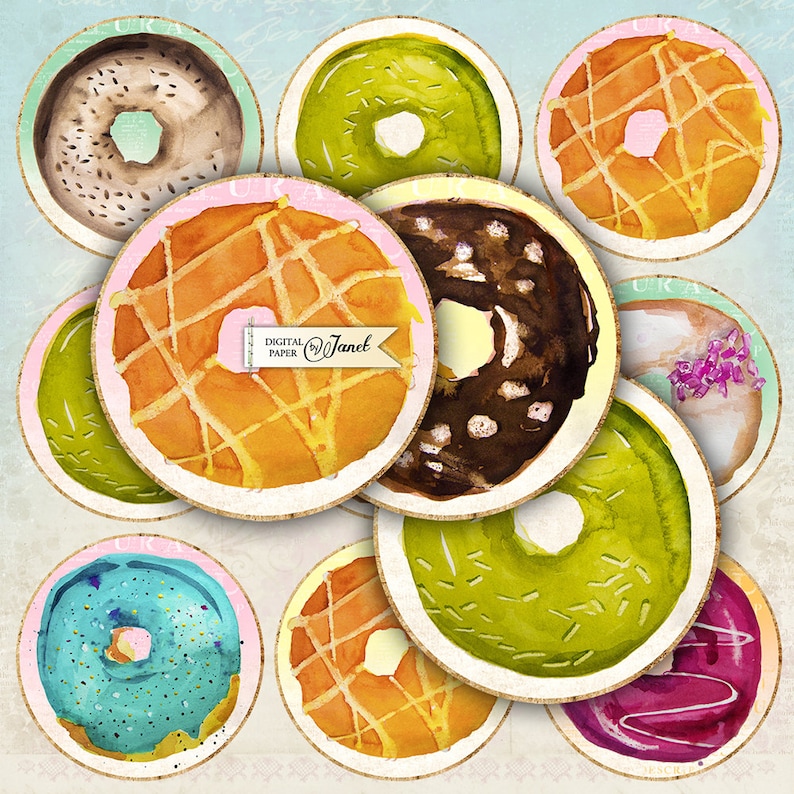 Sweet Donuts Girls 2.5 Inch Circles Set of 12 Digital - Etsy