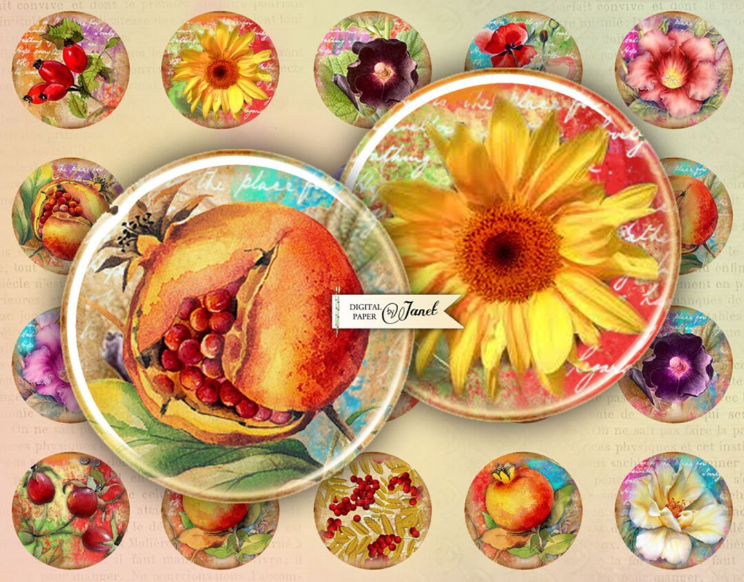 Summer Fruit - 1 Inch - Circles Image - Digital Collage Sheet ...