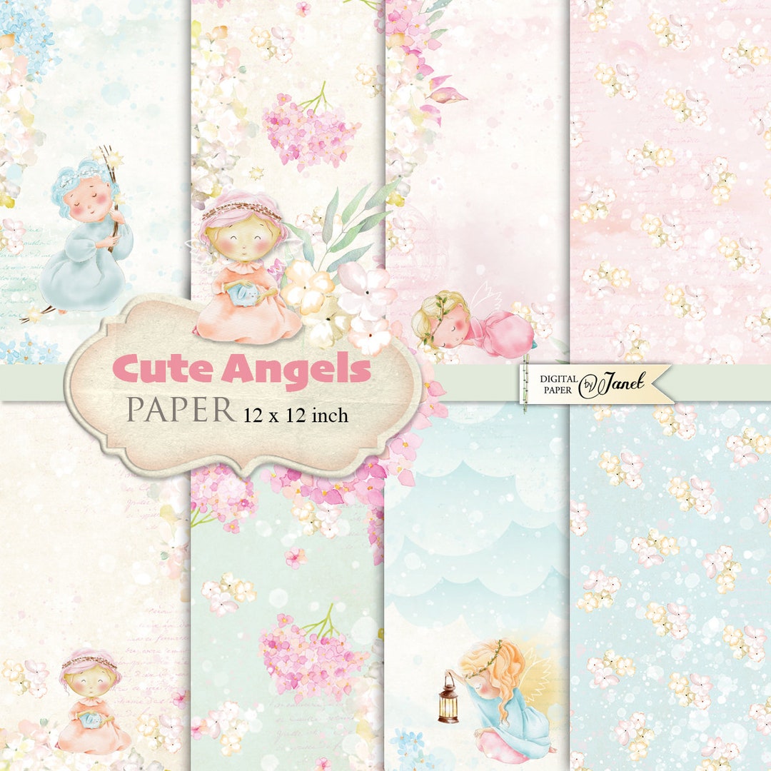 Cute Angels Paper Scrapbooking Printable Paper 12 X 12 - Etsy