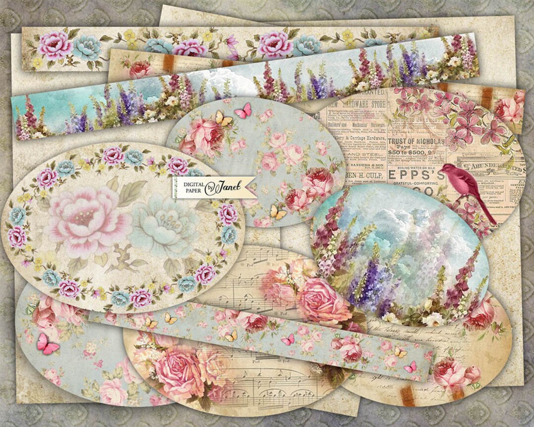 Labels and Strips - Set of 2 Collage Sheets - Scrapbooking Project ...