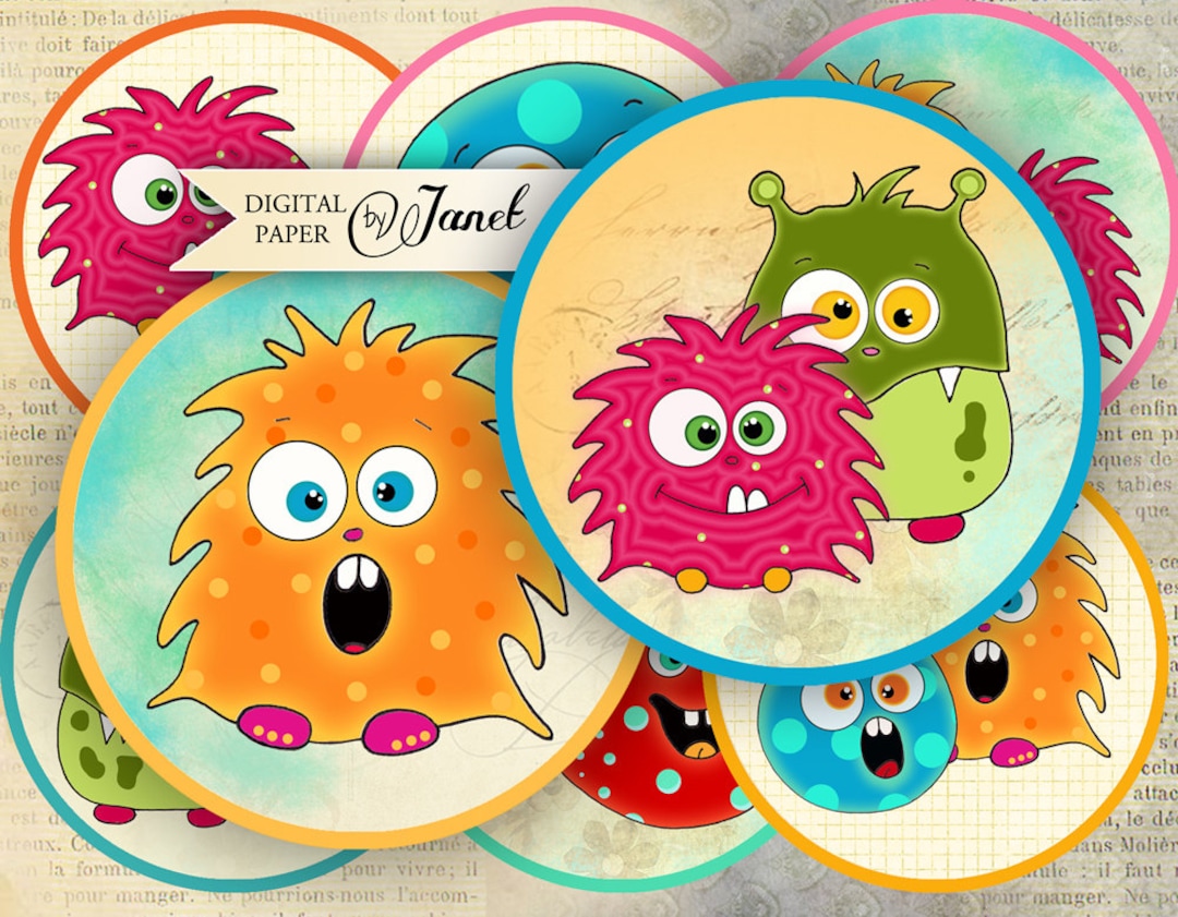 Mimi Monster - 2.5 Inch - Circles - Digital Collage Sheet - Pocket ...