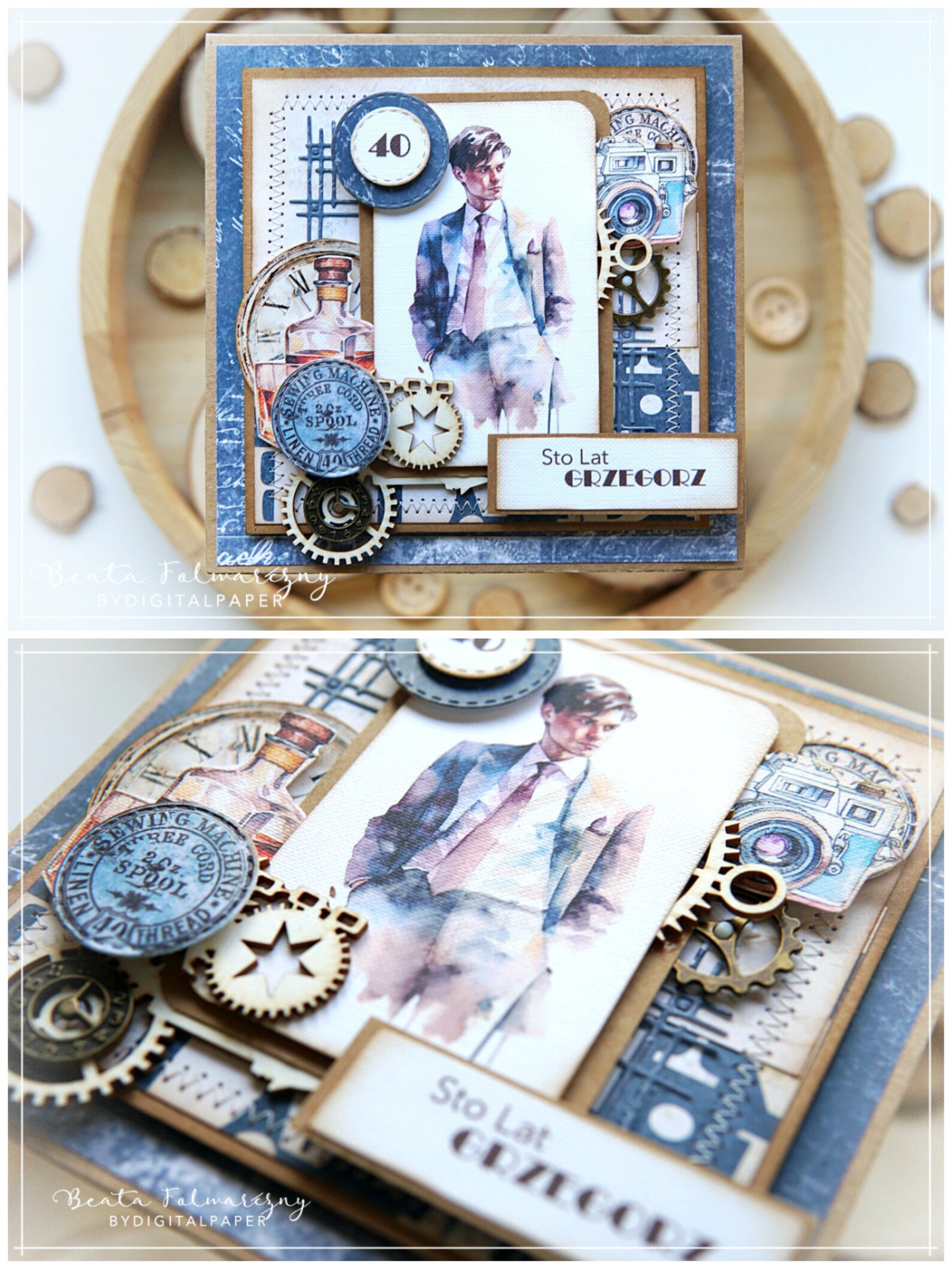 Cute Boys and Man Scrapbook Kit, Father and Son Ephemera, Masculine ...