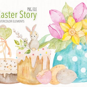 Easter Story - Art Clipart - Illustration - Watercolor Elements - PNG ...