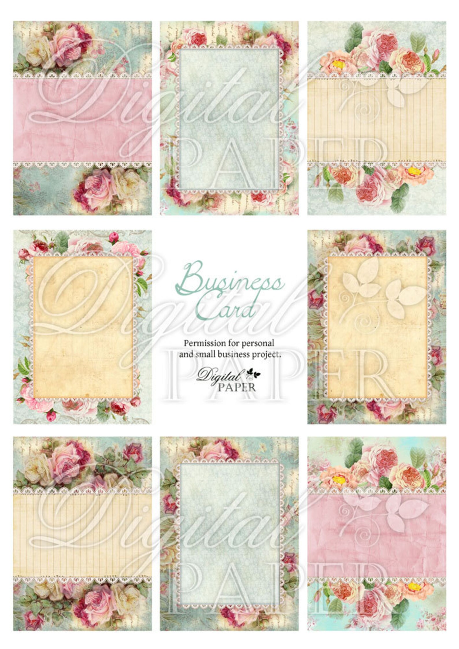 Business Cards Tags Digital Collage Sheet Set of 8 - Etsy