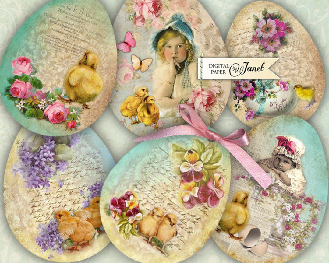 Easter Eggs - Digital Collage Sheet - Set of 9 Eggs - Etsy