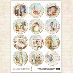 Peter Rabbit, Circles 2.5, Digital Collage Sheet, Tags, Cupcake Toppers ...