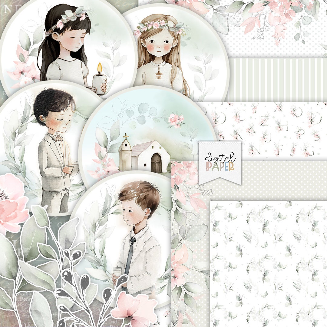 First Communion Scrapbook Paper Kit, DIY Craft (digital Download) - Etsy