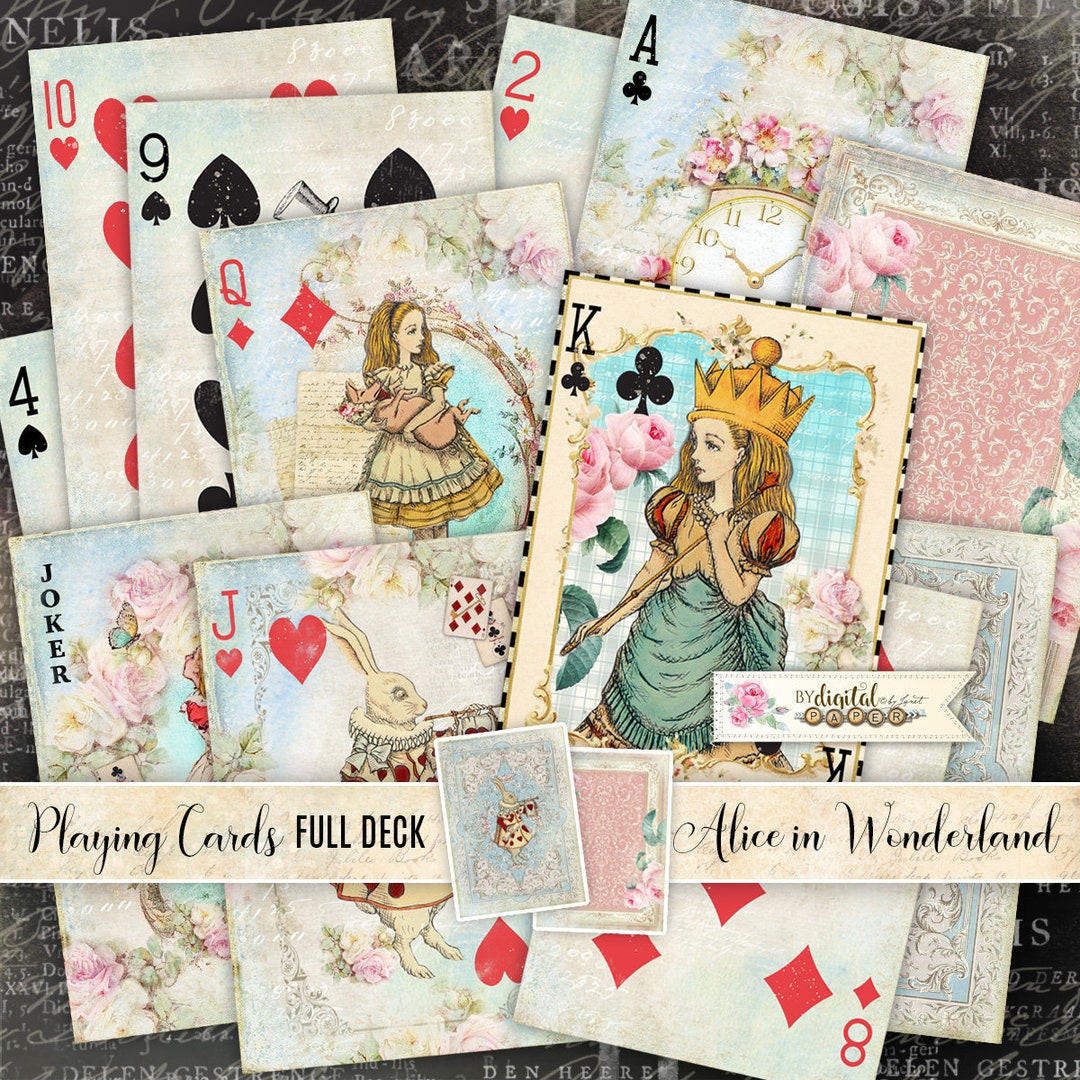 Antique Wonderland Playing Cards - Victorian Storybook Ephemera ...