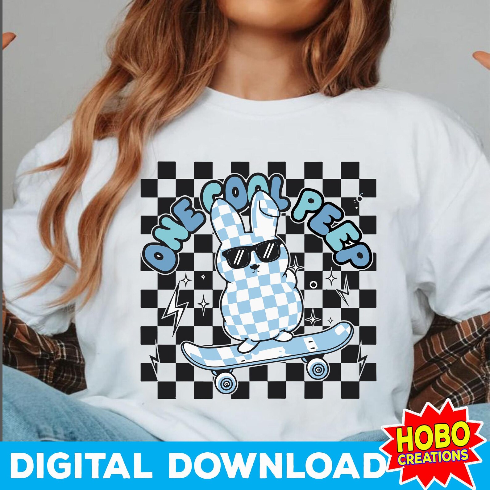 One Cool Peep PNG, Boys Easter Sublimation, Kids Retro Bunny Design ...