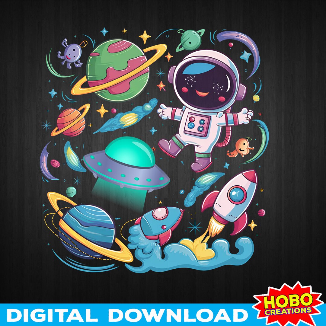 Cartoon Space PNG, Astronaut Clip Art, Fun Space Png, Colorful Planet ...