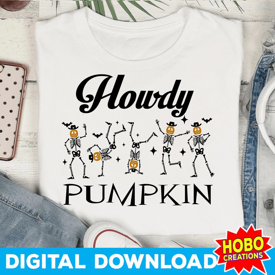 Howdy Pumpkin SVG, Dancing Skeletons SVG, Halloween Svg, Skeleton Dance ...