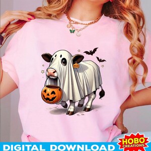 Ghost Cows Halloween Boo PNG, Spooky Season Png, Trendy Halloween Png ...
