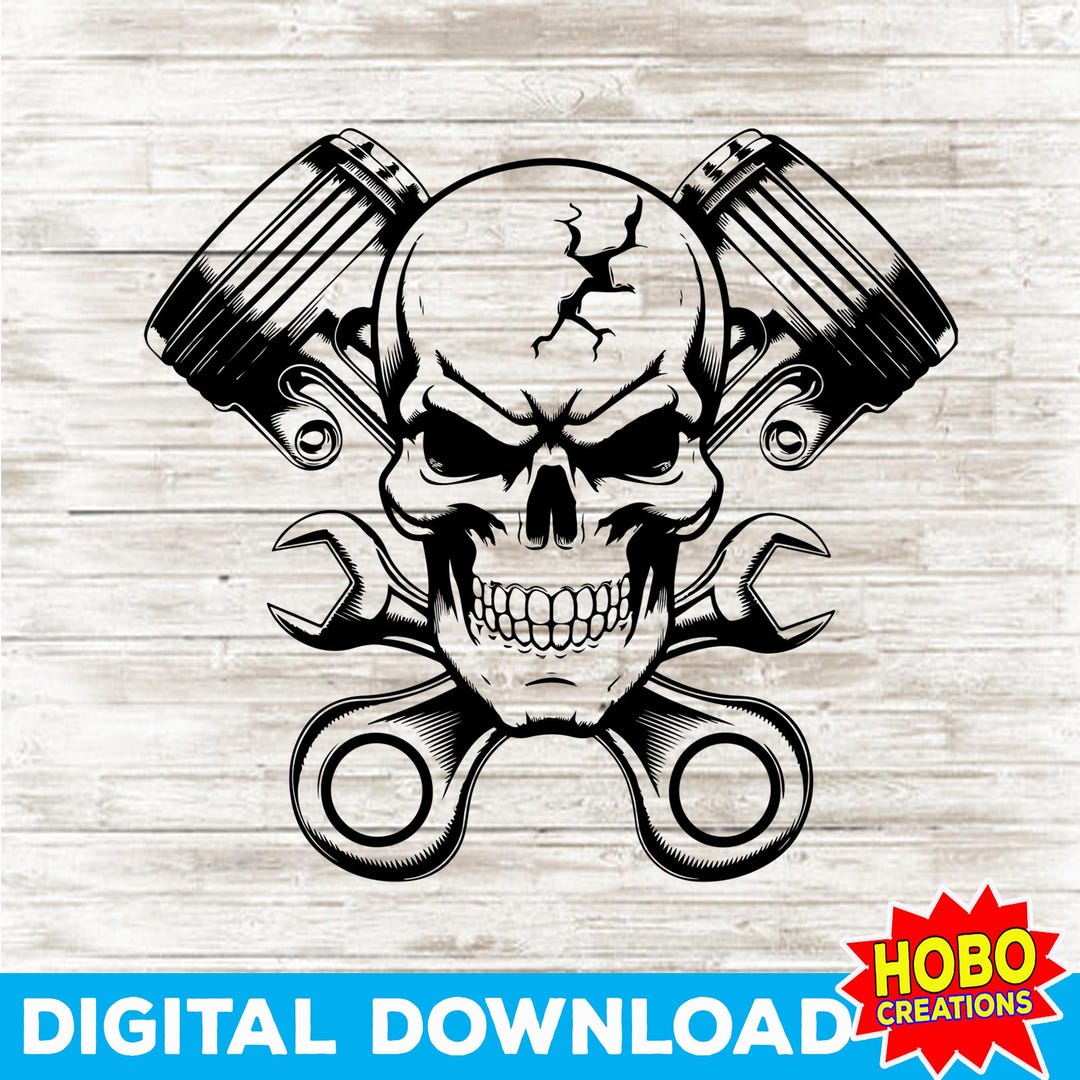 Skull Mechanic SVG PNG, Wrenches and Tools Clipart, Handyman Repair SVG ...