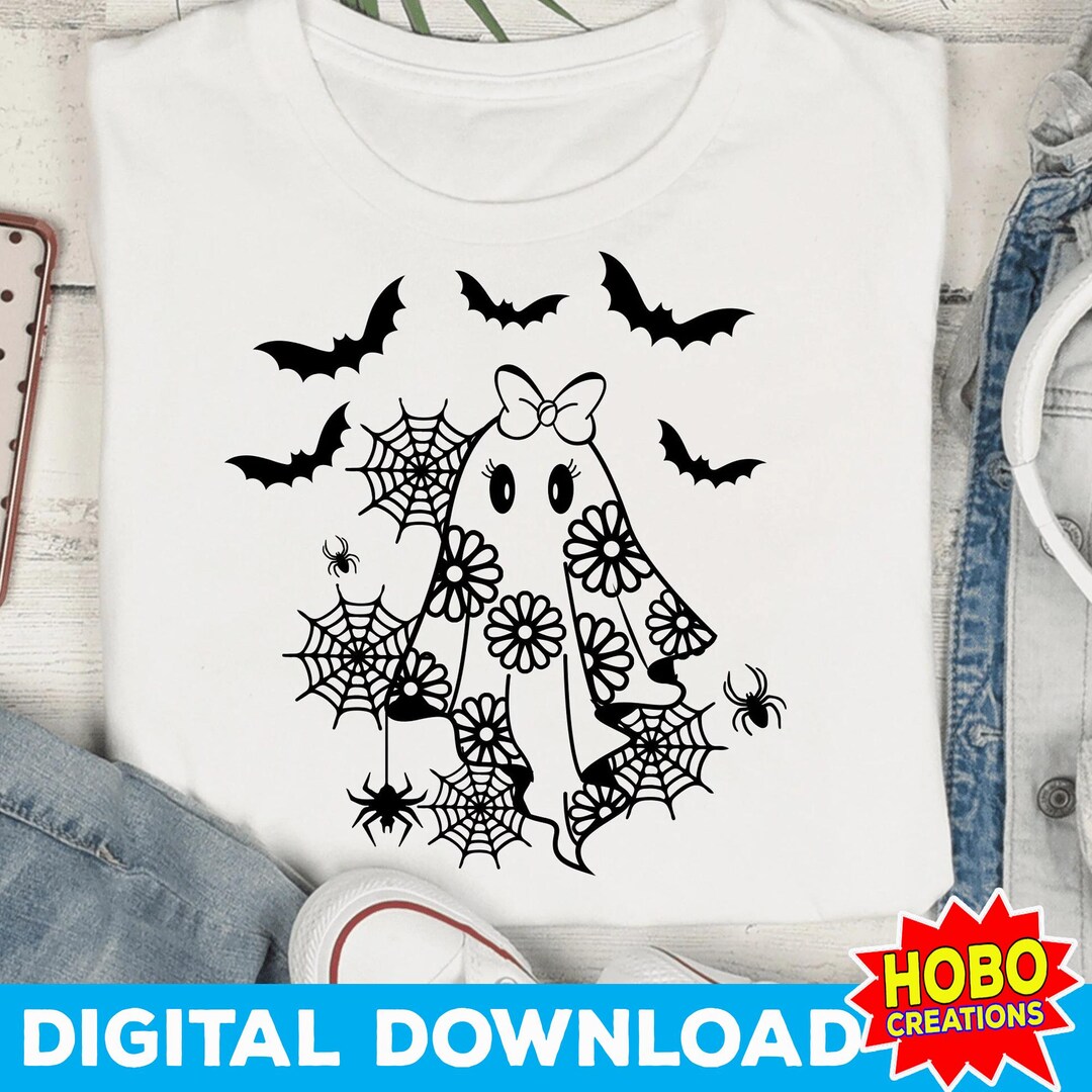 Spooky Daisy Ghost Svg, Halloween Svg, Cute Halloween Ghost Svg, Spooky ...