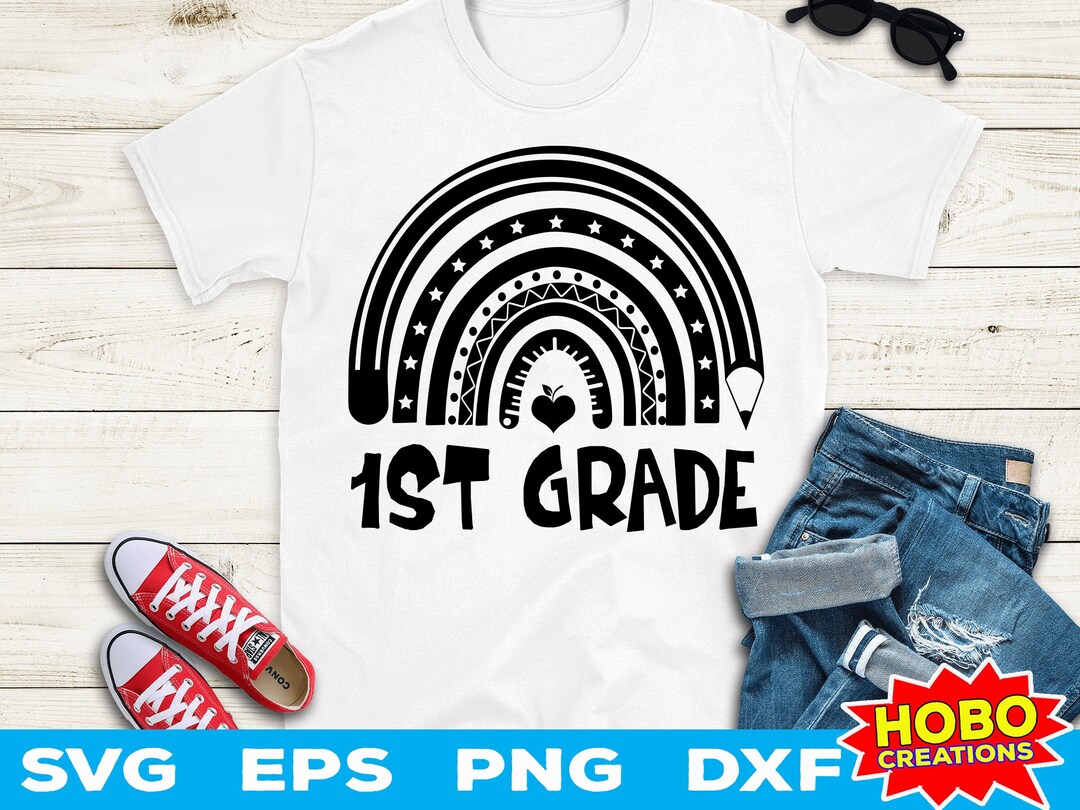 First Grade Svg, Rainbow School Svg, Back to School Svg, Teacher Svg ...