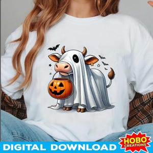 Ghost Cows Halloween Boo PNG, Spooky Season Png, Trendy Halloween Png ...