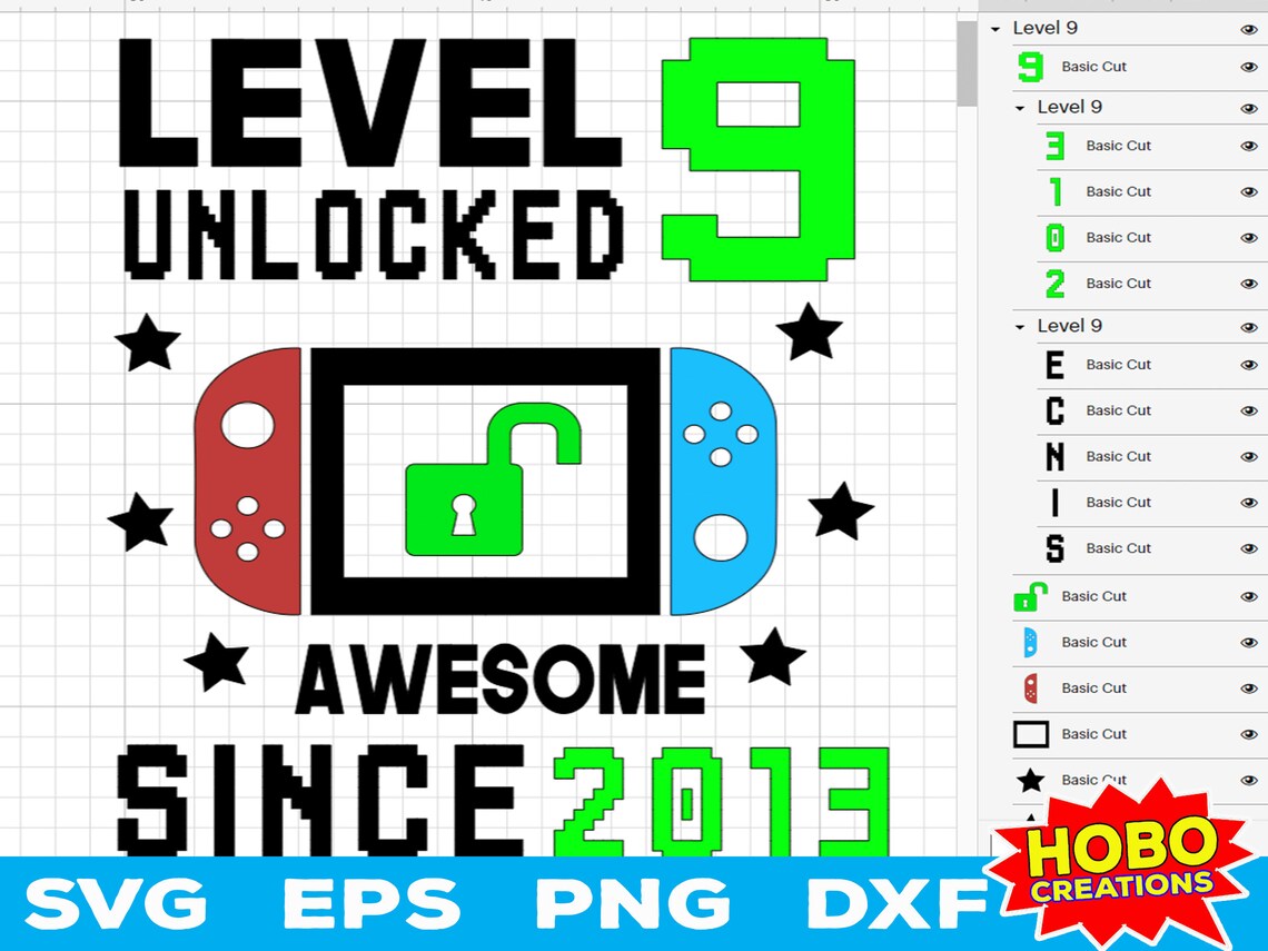 Level 9 Unlocked SVG 9th Birthday Boy Gamer 9 Years Old Svg | Etsy