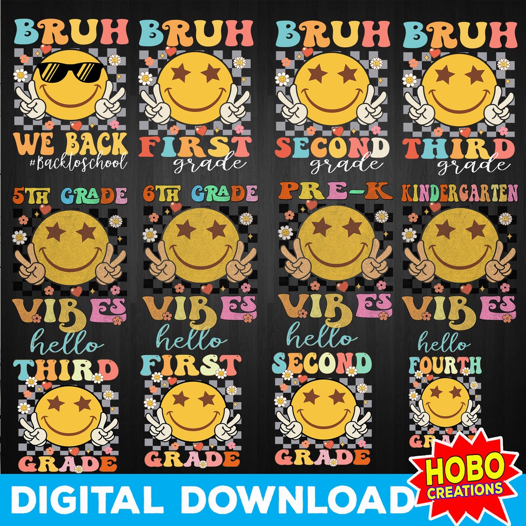 Back to School PNG Bundle, Retro Back to School Png, Kindergarten, Pre ...