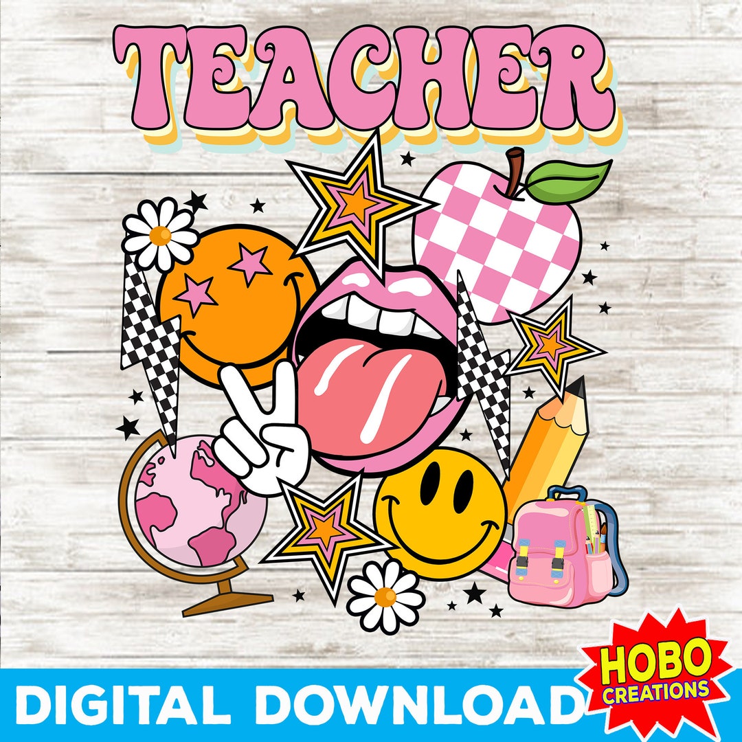 Teacher PNG, Retro Teacher Design, School Png, Cute Teacher Design ...