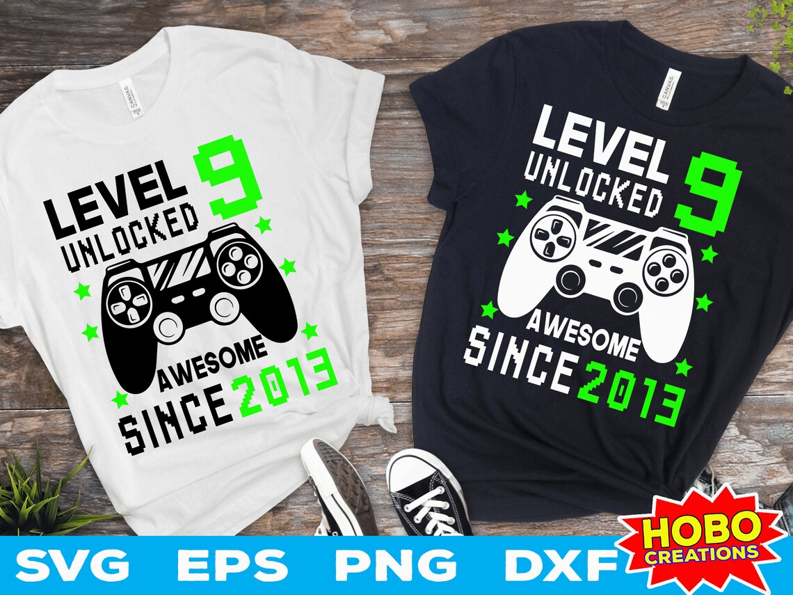 Level 9 Unlocked SVG 9th Birthday Boy Gamer 9 Years Old Svg - Etsy