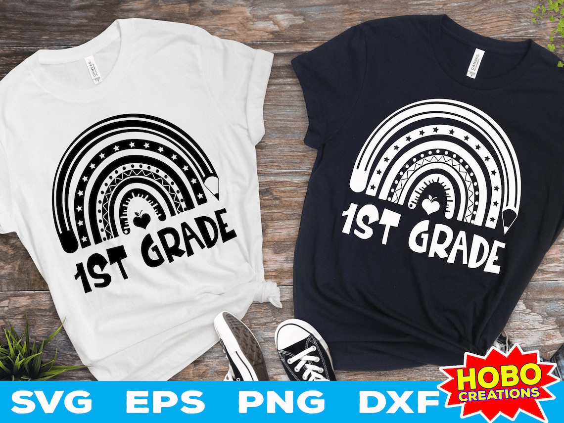 First Grade Svg, Rainbow School Svg, Back to School Svg, Teacher Svg ...
