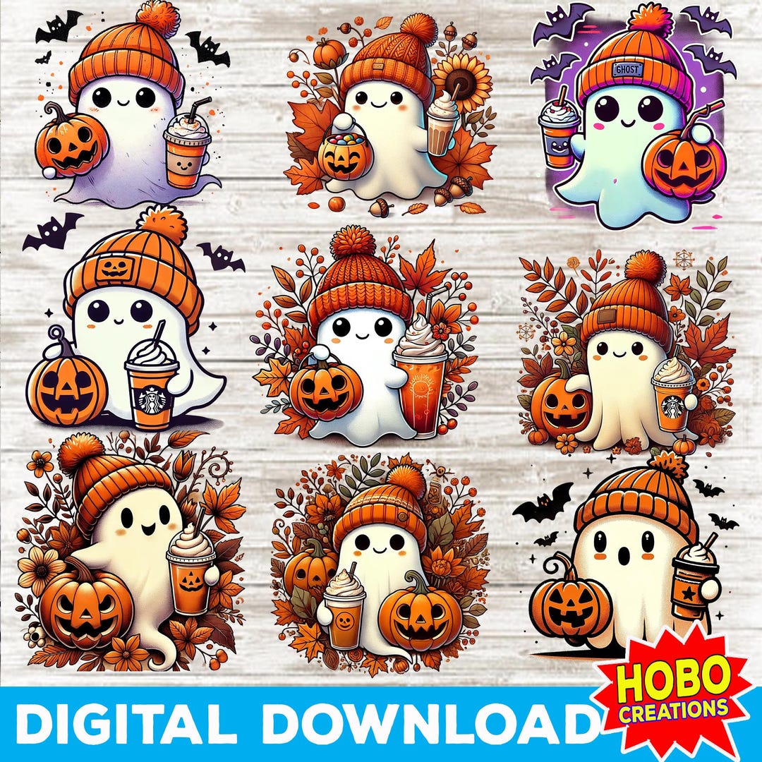 Halloween PNG Cute Ghost and Pumpkin Designs | Fall PNG Clipart for ...