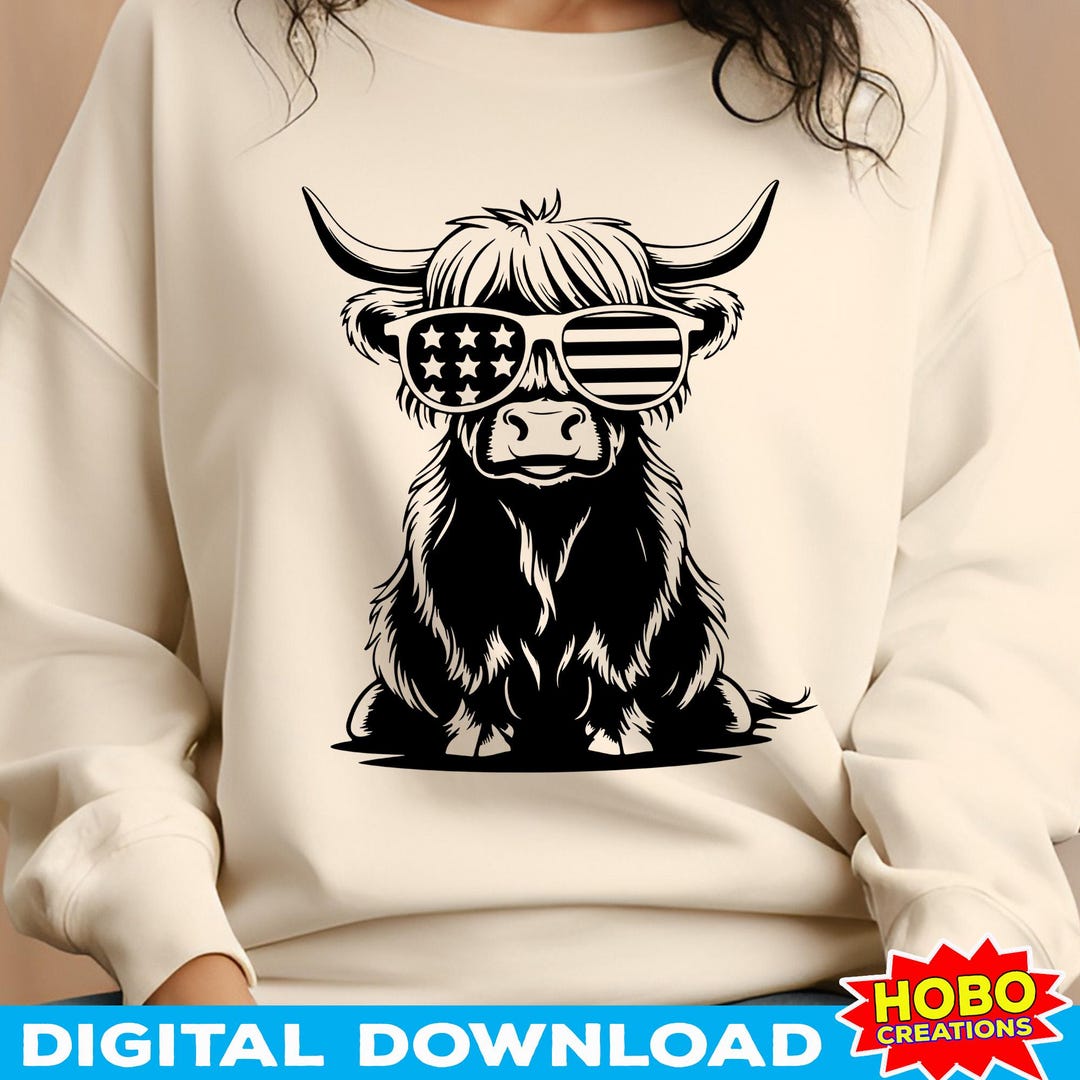 American Flag Highland Cow SVG , Cute Cow Svg,heifer Cow Svg, Farm ...