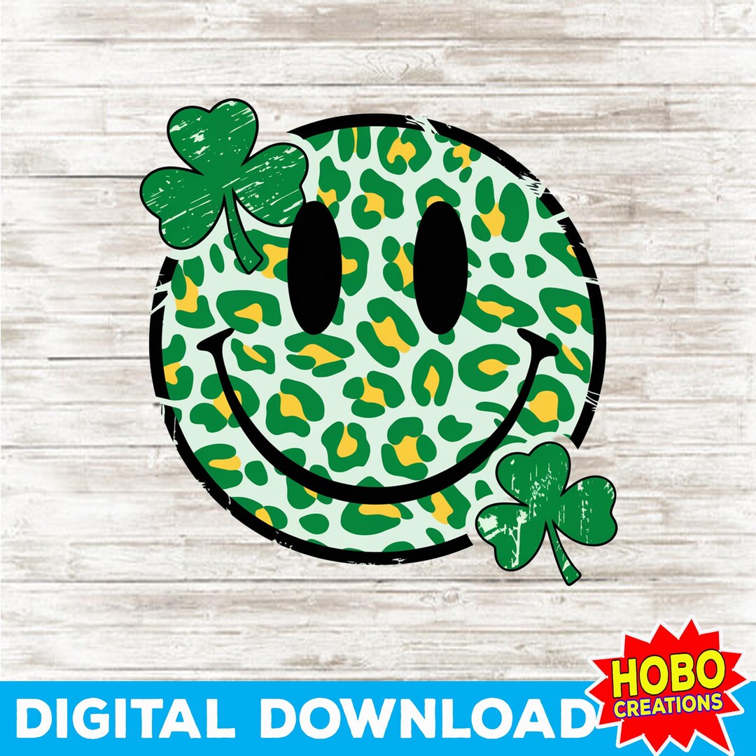 Happy St. Patrick's Day PNG Shamrock Retro St Patty's PNG Leopard Print ...