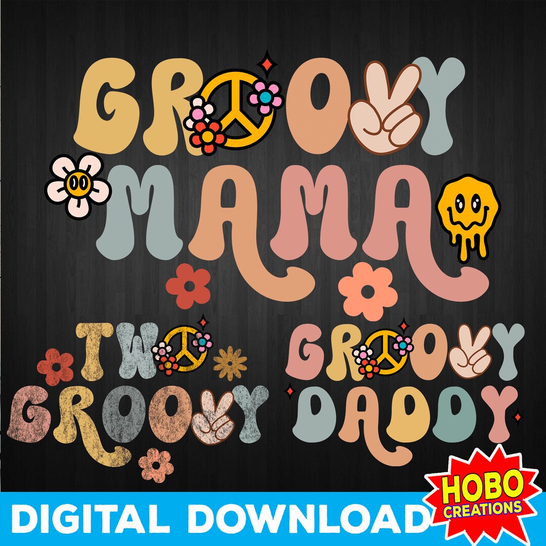 Groovy Family PNG Bundle, Two Groovy Png, Groovy Birthday Png, Matching ...
