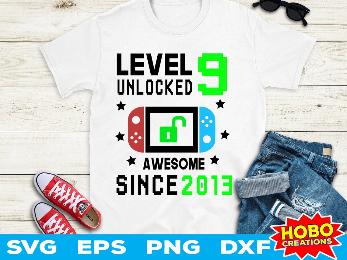 Level 9 Unlocked SVG 9th Birthday Boy Gamer 9 Years Old Svg | Etsy