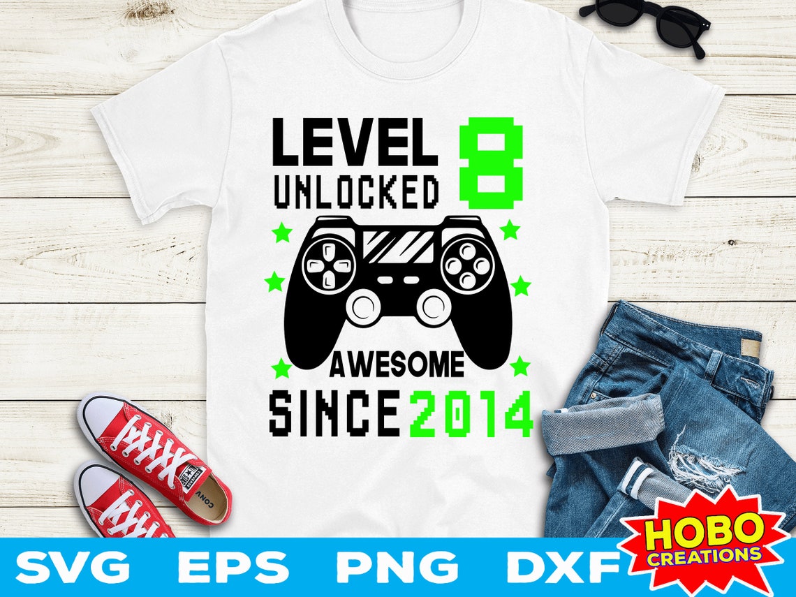 Level 8 Unlocked SVG 8th Birthday Boy Gamer 8 Years Old Svg | Etsy