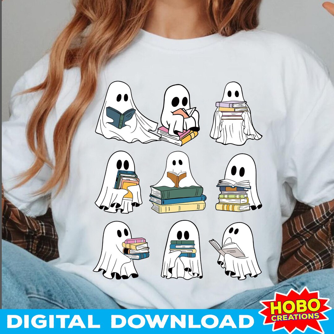 Funny Book Lover Halloween PNG, Cute Ghost Book Nerd, Halloween Png ...