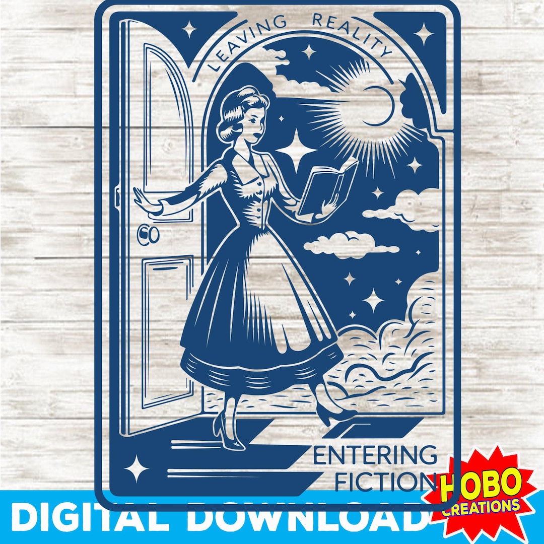 Leaving Reality Entering Fiction SVG PNG, Vintage Retro Bookish Design ...