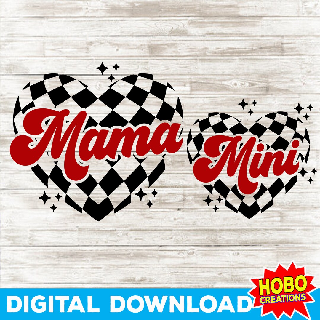 Mama Mini Checkered Heart SVG PNG, Valentines Day Png, Mama Png, Mama ...
