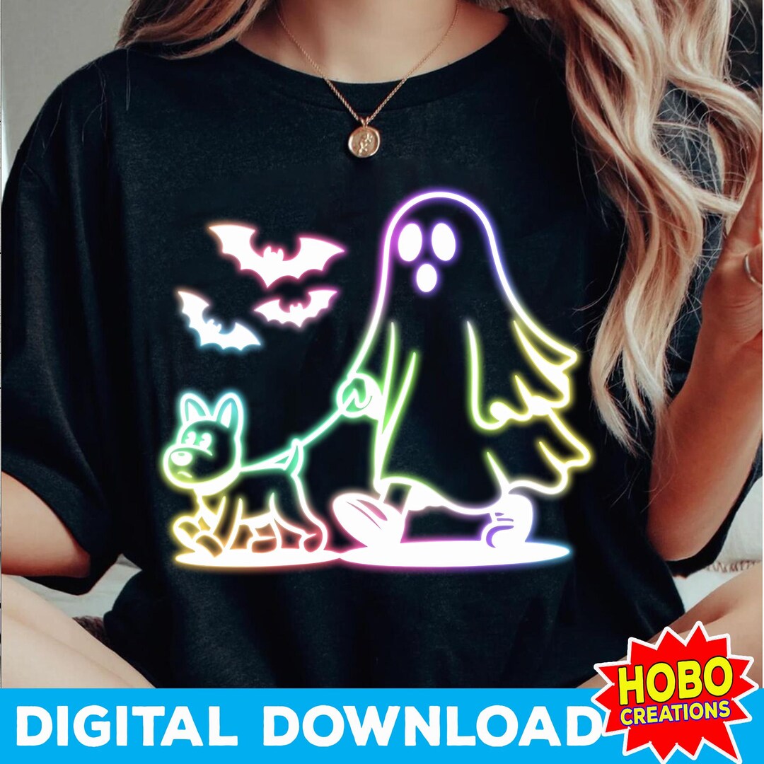 Ghost Walking Dog Neon PNG, Ghost Dog Svg, Halloween Dog Ghost Png ...